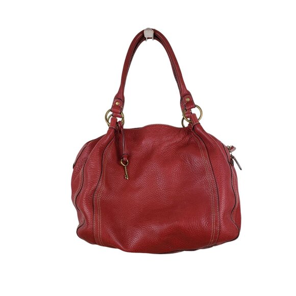 Fossil | Bags | Fossil Dark Red Leather Shoulder Bag Purse Large Hobo ...